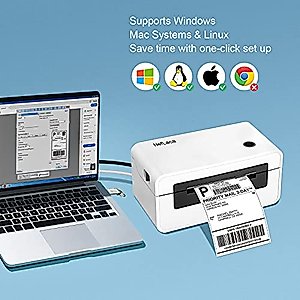 NefLaca Thermal Label Printer,4x6 High Speed USB Shipping Label Printer Commercial Direct Thermal Label Maker One Click Setup Compatible with Amazon, Ebay, Etsy, Shopify and FedEx (White)