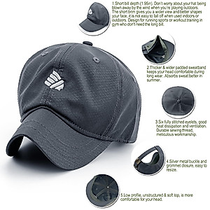 REDSHARKS mens Structured Short Bill Quick Dry Brim Trucker Baseball Dad Cap, Grey, X-Large