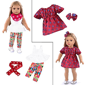 ebuddy 10 Sets 18 Inch Doll Clothes 18 Inch Doll Clothes and Accessories Fit for 18 inch Dolls 18 Inch Girl Doll