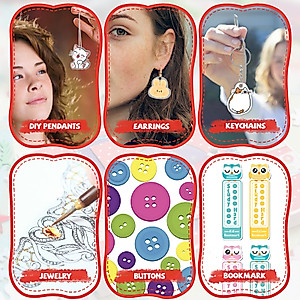 OFNMY 225PCS Shrinky Dinks Kits,Shrinky Dink Sheets,Shrink Plastic Sheets Kit with 25PCS Shrinky Dink Paper,100PCS Keychains and Open Iron Ring for Kids Creative Craft Marking, Handprint Keychains