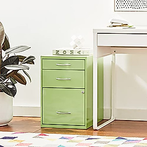 OSP Home Furnishings HPB Heavy Duty 3-Drawer Metal File Cabinet for Standard Files and Office Supplies, Green Finish