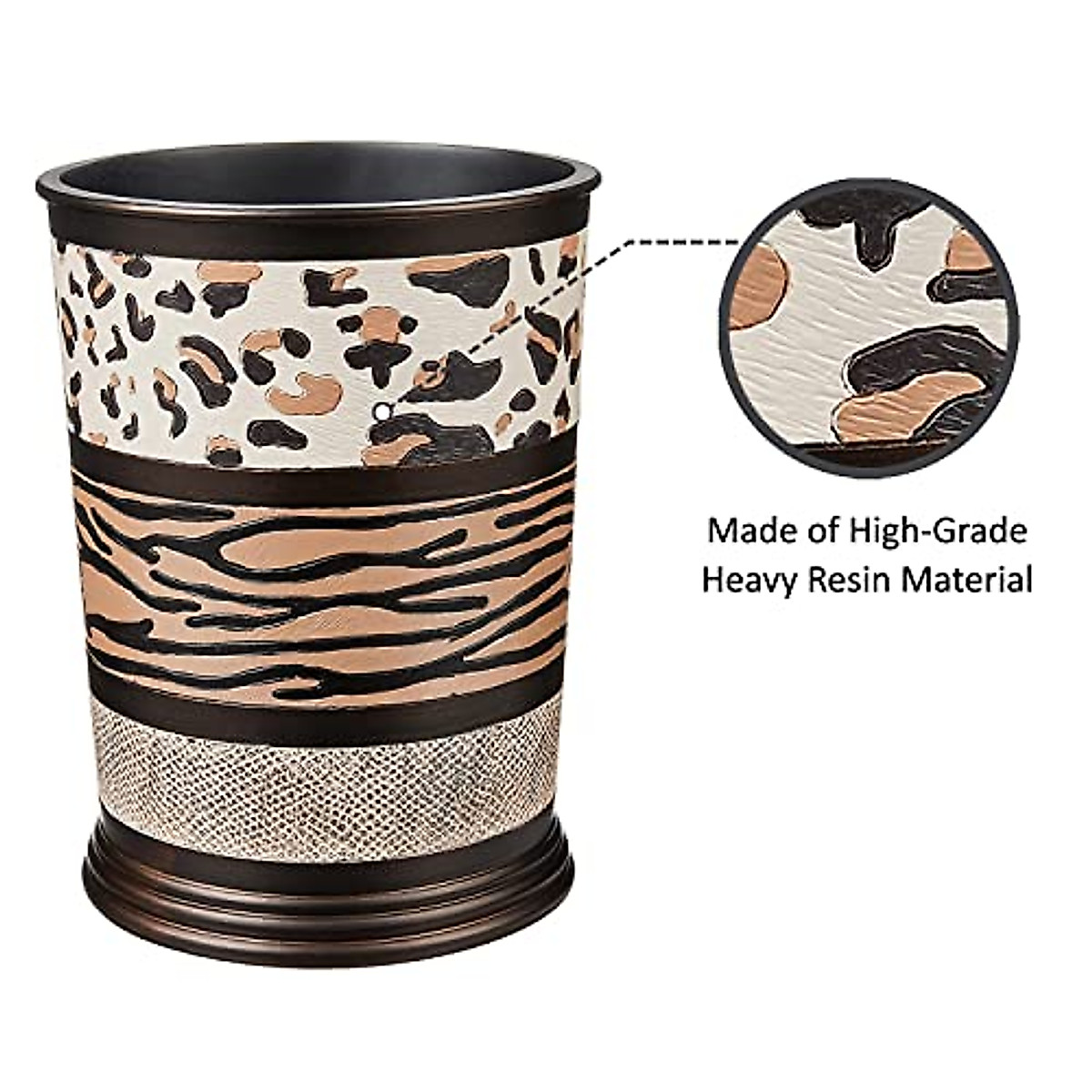 Popular Bath Waste Basket, Jezella Collection, Animal Print