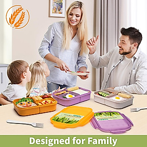 Bento Box,Bento Lunch Box for Kids and Adults, Leakproof Lunch Containers with 3 Compartments, Lunch box Made by Wheat Fiber Material(White) By Itopor