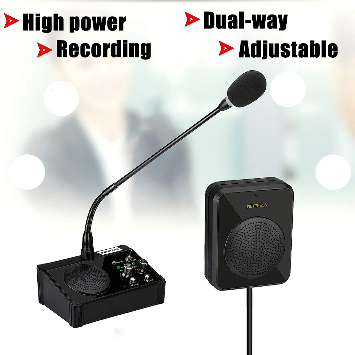 Retekess TW106 Window Intercom, Loud Speaker, Support External Microphone, Intercom System for Business, School, Hospital, Store