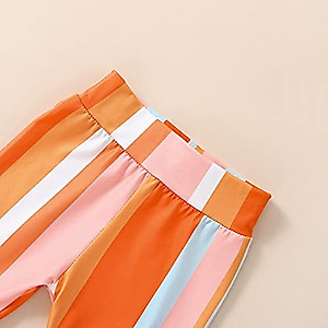 Baby Girl Summer Clothes Cute Bell Bottoms Outfits Sleeveless Halter Backless Crop Tank Tops Flare Pants Set (A-Colorful, 18-24 Months)