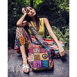 Hobo Colorful Shoulder Bag Women Sling Slouch Hippie Boho (OM-Peace)