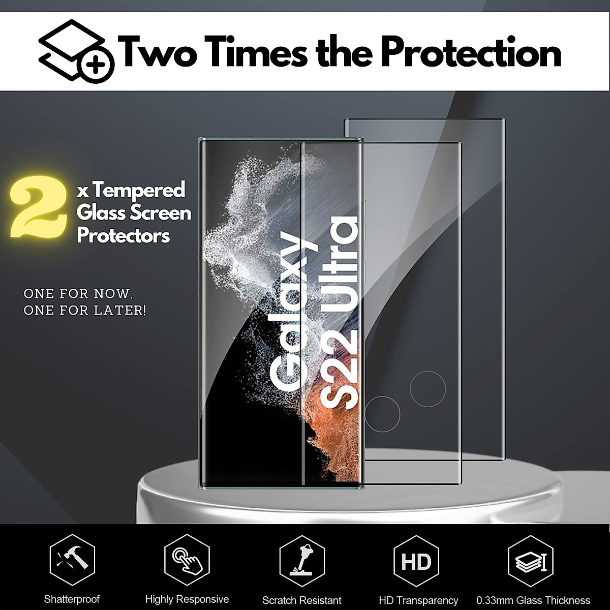 Cbus Wireless [2-Pack] Glass Screen Protector for Samsung Galaxy S22 Ultra