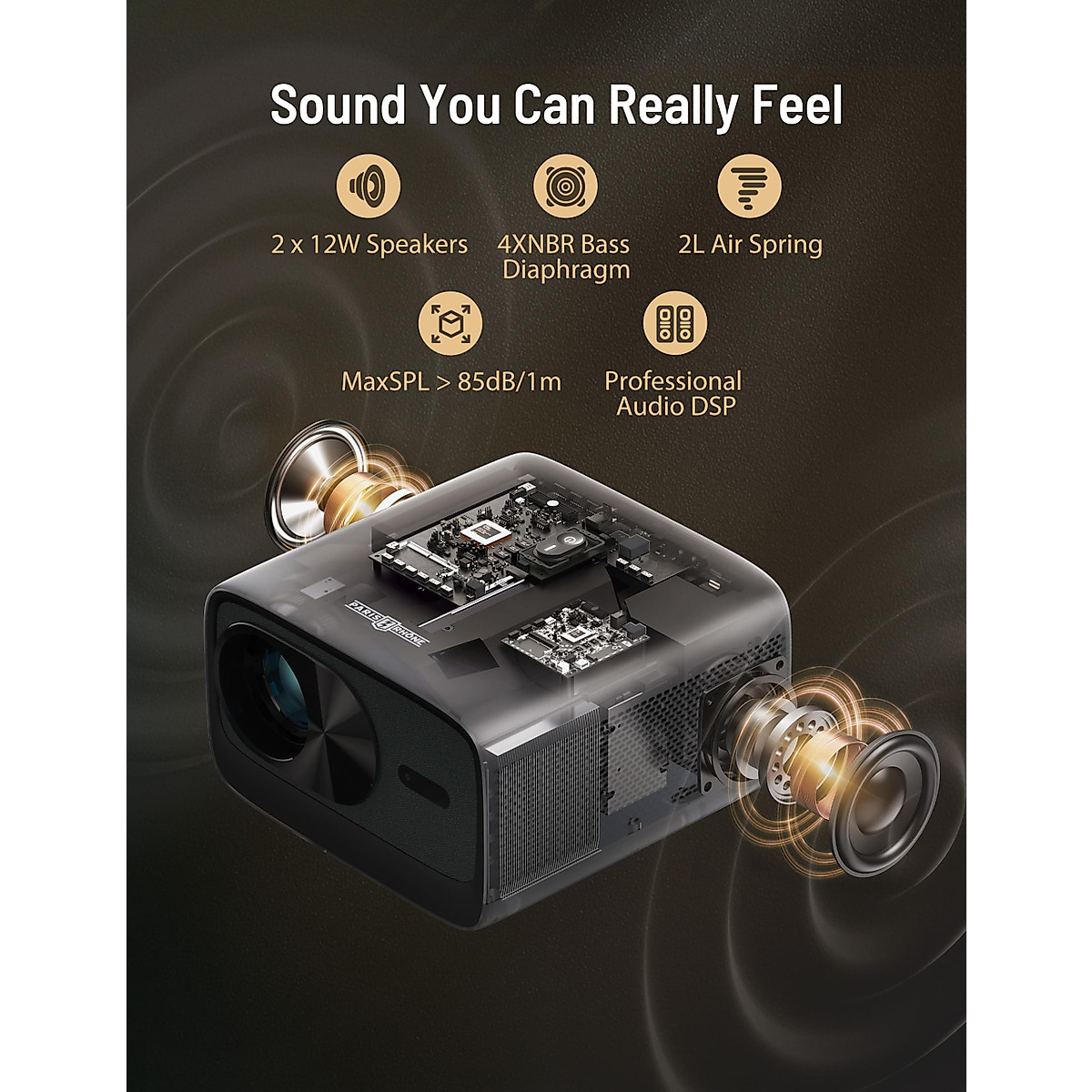 Paris Rhône Ultra 4K Projector,Native 4K Projector with WiFi 6 and Bluetooth 5.0,12w*2 3D Soundscape,600 ANSI Lumens, Android TV,Auto Focus/Keystone, Home Projector Compatible with iOS/Android/HDMI/TV