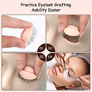 WSERE 9Pairs Removable Eyelids with Lashes, Replaced Eyelid Silicone Realistic Mannequin Eyelids, Mannequin Head Replacement Eyelids, Makeup Training Eyelashes Extensions Replaceable Practice Eyelid A