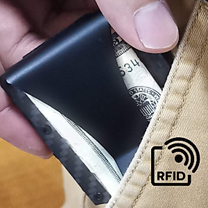 FOCUS REVISION Carbon Fiber Wallet with Money Clip - RFID Blocking - Minimalist Card Holder - Slim wallet - for Travel - for Men and Women's Gift,(black)