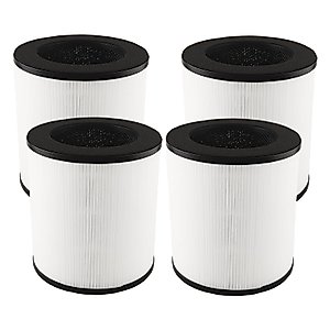4 Pack KJ80 Replacement Filter Compatible with Druiap KJ80 Air Purifier, Upgraded 3-in-1 H13 Ture HEPA High-Efficiency Filter