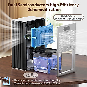 NineSky Dehumidifier for Home, 95 OZ Water Tank, 7000 Cubic Feet(720 sq.ft) Dehumidifiers for Bathroom, Bedroom with Auto Shut Off, Two Working Modes and 7 Colors LED Light