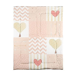 Bedward 100% Cotton (Excluding Quilt Filling) 3 Piece Baby, Toddler Crib Bedding Set ; Includes Fitted Sheet, Bed Skirt and Comforter Quilt for Nursery (Hearts)