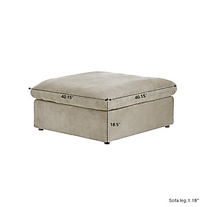 Sdorens Cloud Modular Sectional Sofa, Ottoman Seat, Customizable Modular Sectional Sofa for Living Room Office Apartment, Khaki