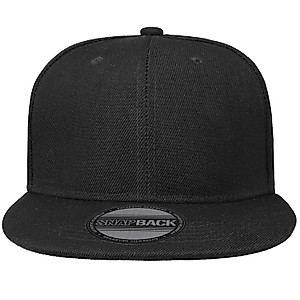Gelante Plain Blank Flat Brim Adjustable Snapback Baseball Caps LOT 6 Pack 1500 Black