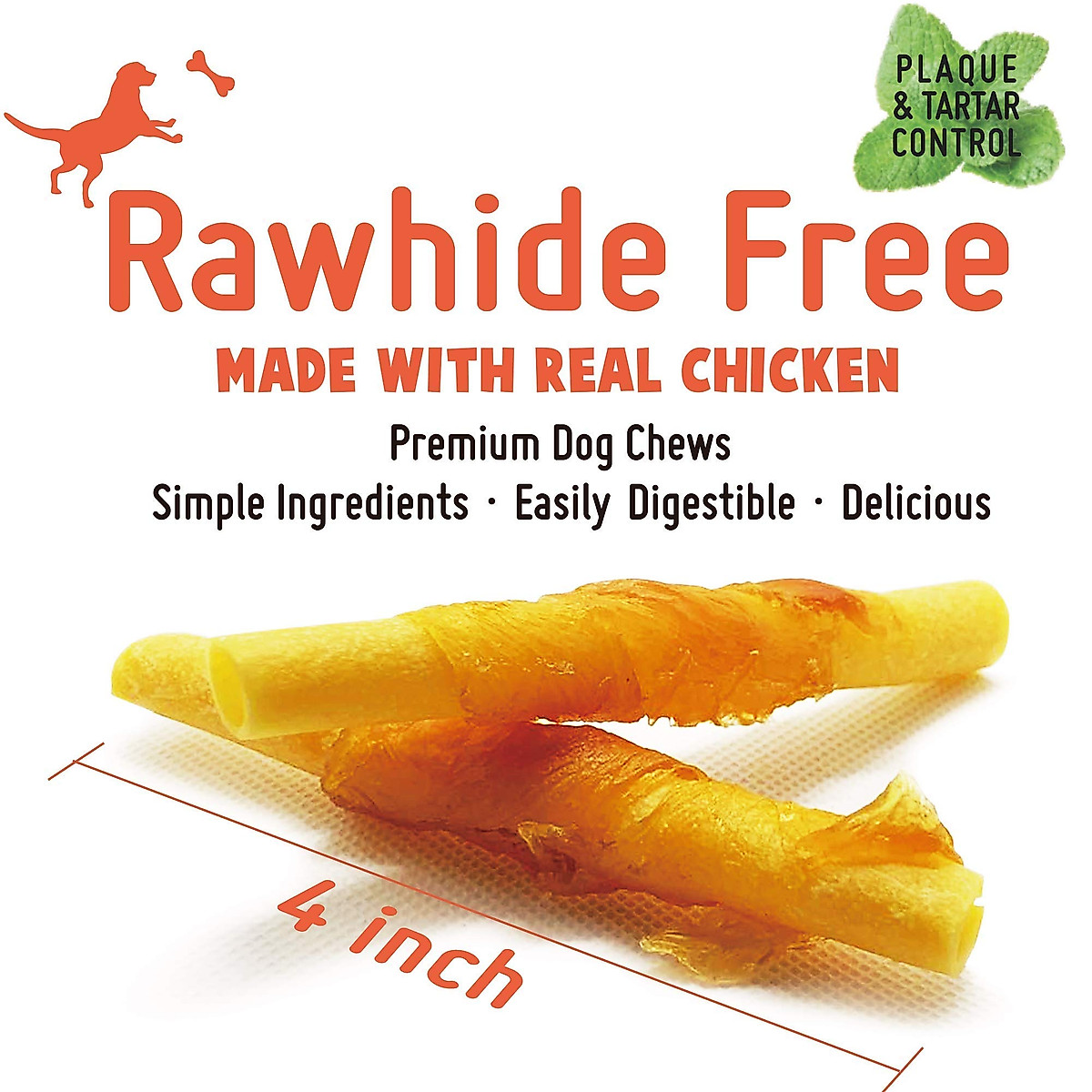 LuvChew Chicken Wrapped Dog Bone Treat Sticks with Glucosamine & Turmeric, Easy to Digest, Non-Rawhide Soft Chicken Cheese Dog Chew Treats 15pcs/Pack