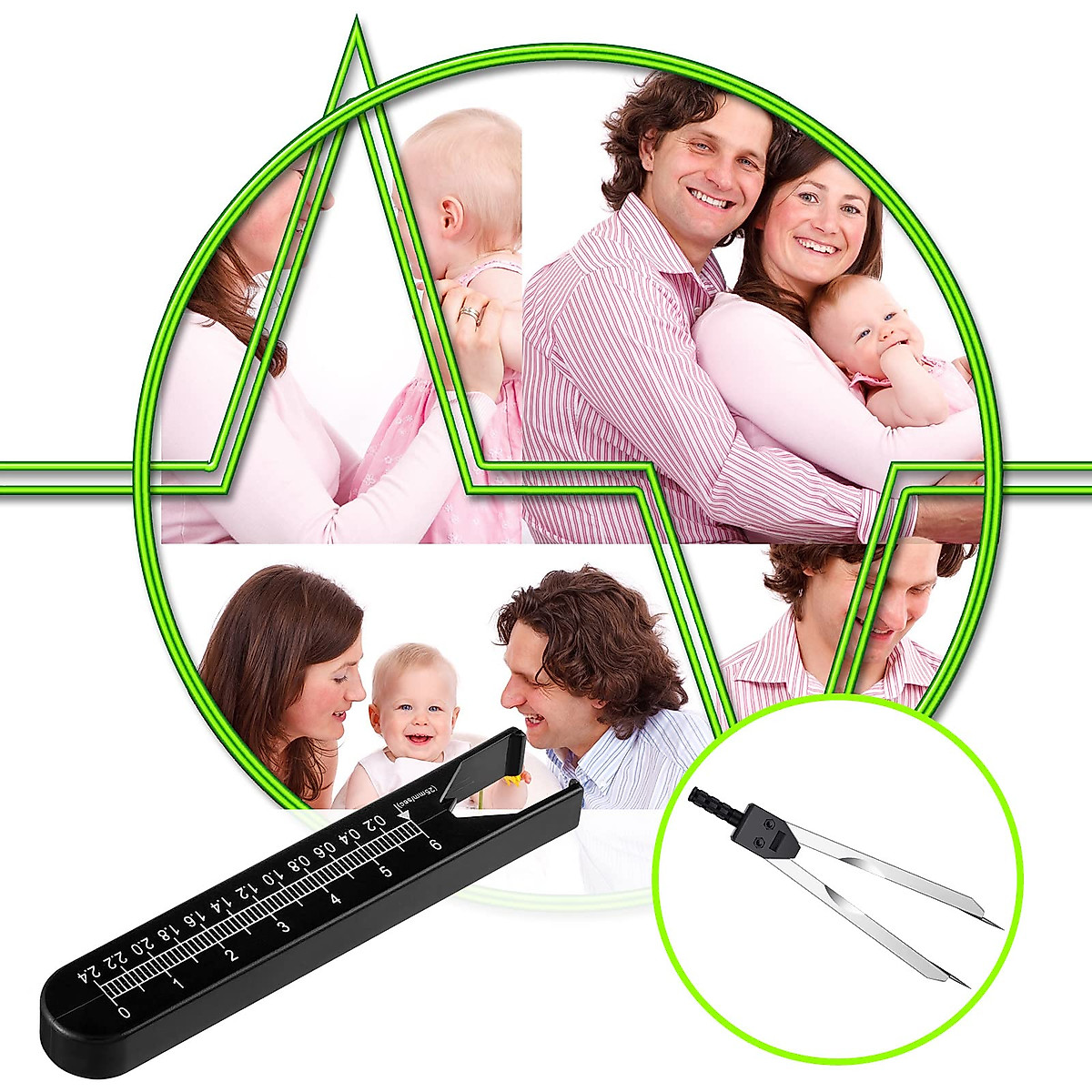 EKG Caliper ECG Calipers Measuring Tool with Ruler Electrocardiogram Drafting Divider for Nursing (Black,2 Pieces)