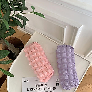 ONEDIGI Makeup Bag Checkered Cosmetic Bag Plush Makeup Pouch 1Pcs Large Capacity Makeup Bags Puffer Pencil Pouch Checkered Pencil Case for Teenage Girls (pink)