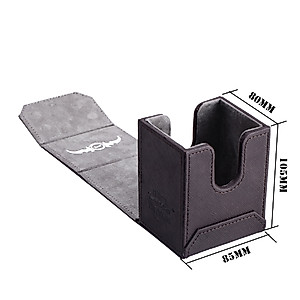 Zoopin Leather Deck Box-Black for Collectible Cards-MTG,Yugioh,Pokeman,TES Legacy,Munchkins CCG Decks and Also Small Tokens or Dice- Hold 80 Sleeved Cards or 150 Naked Cards …