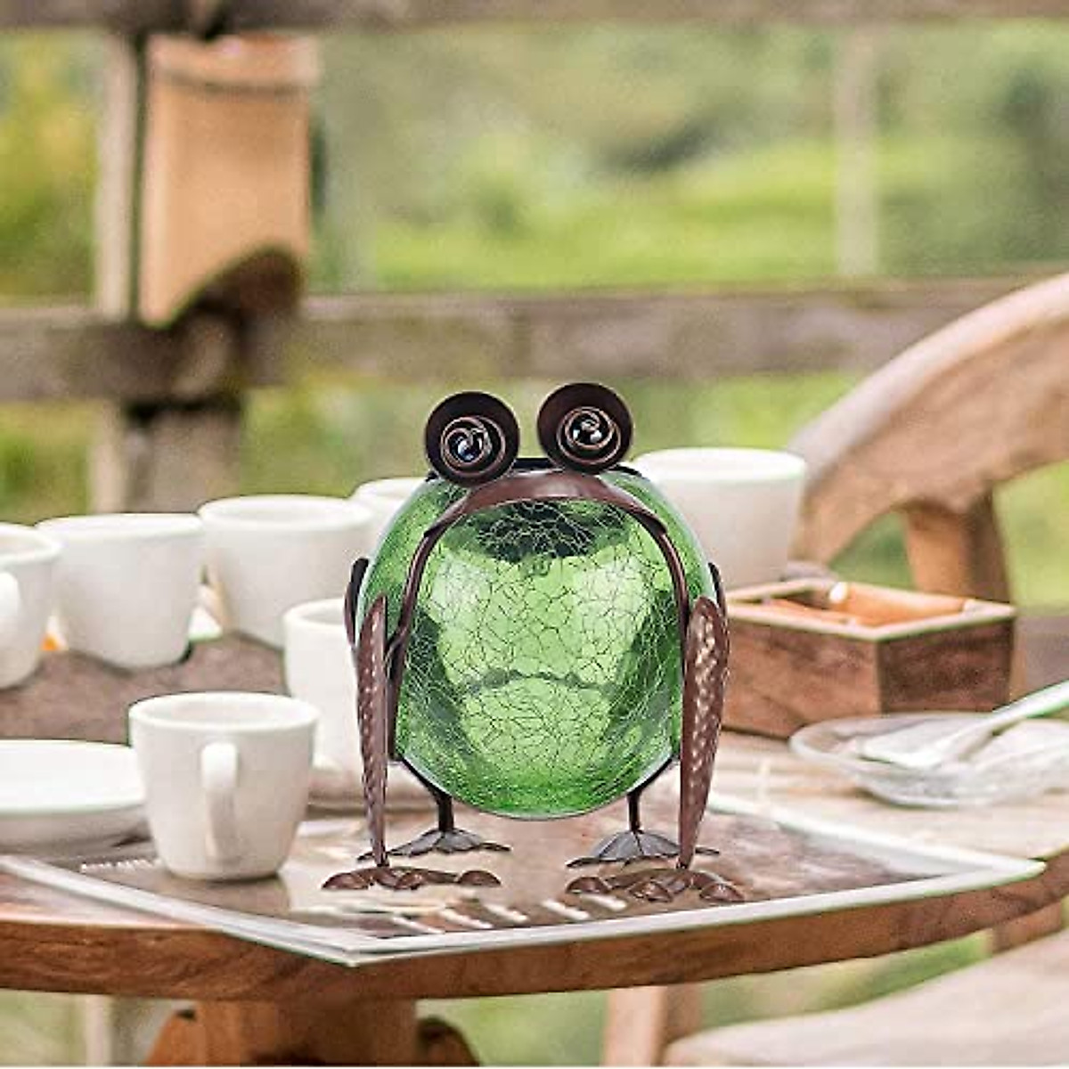 MUMTOP Solar Lantern Outdoor Waterproof LED Solar Lights Frog Decorative Tabletop Lanterns for Patio Garden Table Decor