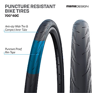 MOMODESIGN Hybrid Bike Shimano 21 speeds with Disc Brake, 700C Anti-Puncture Wheels