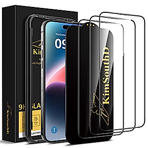 KimSouthD 3 Pack Shatterproof Tempered Glass Screen Protector iPhone 14 Pro Max 6.7 inch - Anti Fingerprint & 10X Anti Scratch, [Full Coverage Receiver Dust-proof], Easy to Install with No Bubbles.