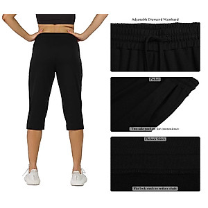 icyzone Capri Sweatpants for Women - French Terry Workout Cropped Joggers Athletic Lounge Pants with Pockets (X-Large, Black)