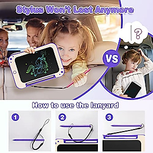 TEKFUN Toddler Kids Toys Gifts - 8.5 Inch LCD Writing Tablet Kids Doodle Board with Stickers Colorful Drawing Tablet, Kids Birthday Gifts Educational Toys for 2 3 4 5 6 Years Old Girl Boy (Purple)