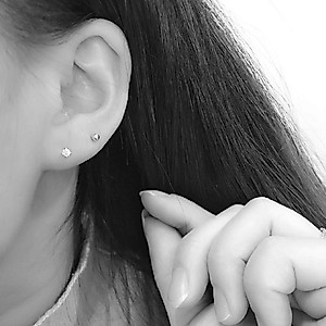 NewZenro Ball 20g Ear Cartilage Helix Surgical Stainless Steel Tiny CZ Studs Earrings Tragus Huggie Barbell Screw Backs Auricle Piercing Jewelry Set 3mm 4mm 5mm