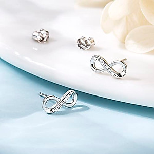 Billie Bijoux Women 925 Sterling Silver Infinity Dangle Drop Earrings Studs Infinity Love Round Cut CZ