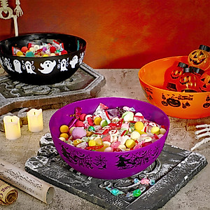 Funtery 6 Pcs Halloween Candy Bowl Large Halloween Plastic Trick Treat Candy Bowls Halloween Party Supplies Halloween Serving Bowl Halloween Candy Holders Tableware Party Decor(Black Ghost)