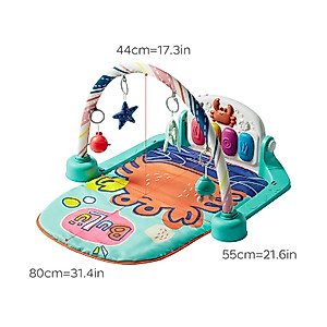 bc babycare Baby Tummy Time Mat with Music Activity Play Gym Mat Kick and Play Piano for Newborn Toddler Boys Girl 0 3 6 9 12 Months