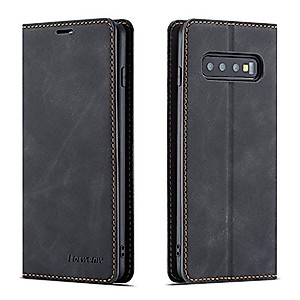 EYZUTAK Premium PU Leather Flip Folio Case for Samsung Galaxy S8, Protective Case with Kickstand Card Slot Magnetic Closure Shockproof Wallet Cover for Samsung Galaxy S8 - Black