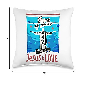 Flame Star Merch ll Jesus is Love John 3.16 Bible Jesus is Love Peace Unity King Christian John 3.16 Religious Throw Pillow, 16x16, Multicolor