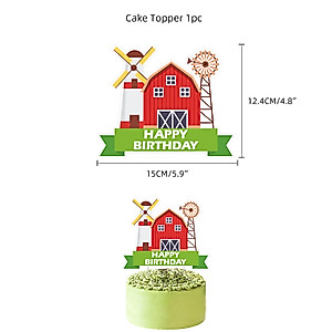 Ipalmay Farm Birthday Party Supplies - 32pcs Rustic Barnyard Kids Party Decorations, Colorful Cow Sheep Pig Balloons, Happy Birthday Banner, Animal Cup Cake Toppers, Boy Girl Teens Party Backdrop