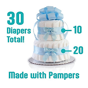 Classic Pastel Baby Shower Diaper Cake (2 Tier, Blue)
