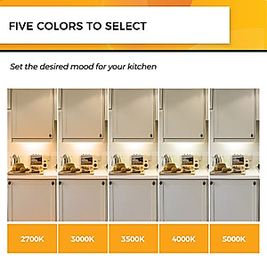 Hizashi 14Inch Under Cabinet Lights Hardwired or Plug in, 5CCT Color Selectable-2700K/3000K/3500K/4000K/5000K, 9W 650lm Dimmable Under Cabinet Lighting, CRI＞90, Linkable, ETL & Energy Star