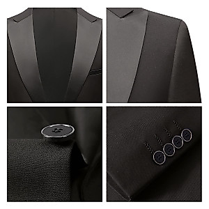 Men's 3 Piece Suit Slim Fit One Button Solid Tuxedo Jacket Suits for Men Slim Fit for Wedding Prom Blazer Vest Pants Black