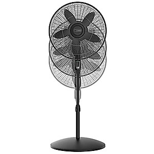 Lasko 18" Oscillating 4-Speed Large Room Pedestal Fan with Remote Control Adjustable Height Durable Metal Grill Great for Office, School and Home S18605, Black (Renewed)