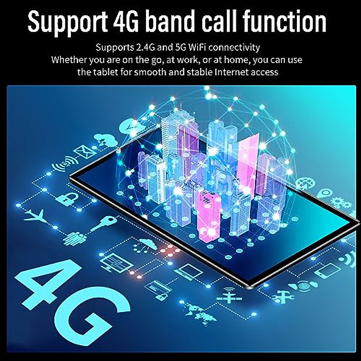 fannay Tablet PC, Octa Core Processor 4G Network GPS Front 8MP 10.1 Inch 2-in-1 Tablet 6GB RAM 128GB ROM for Work for Learning (US Plug)