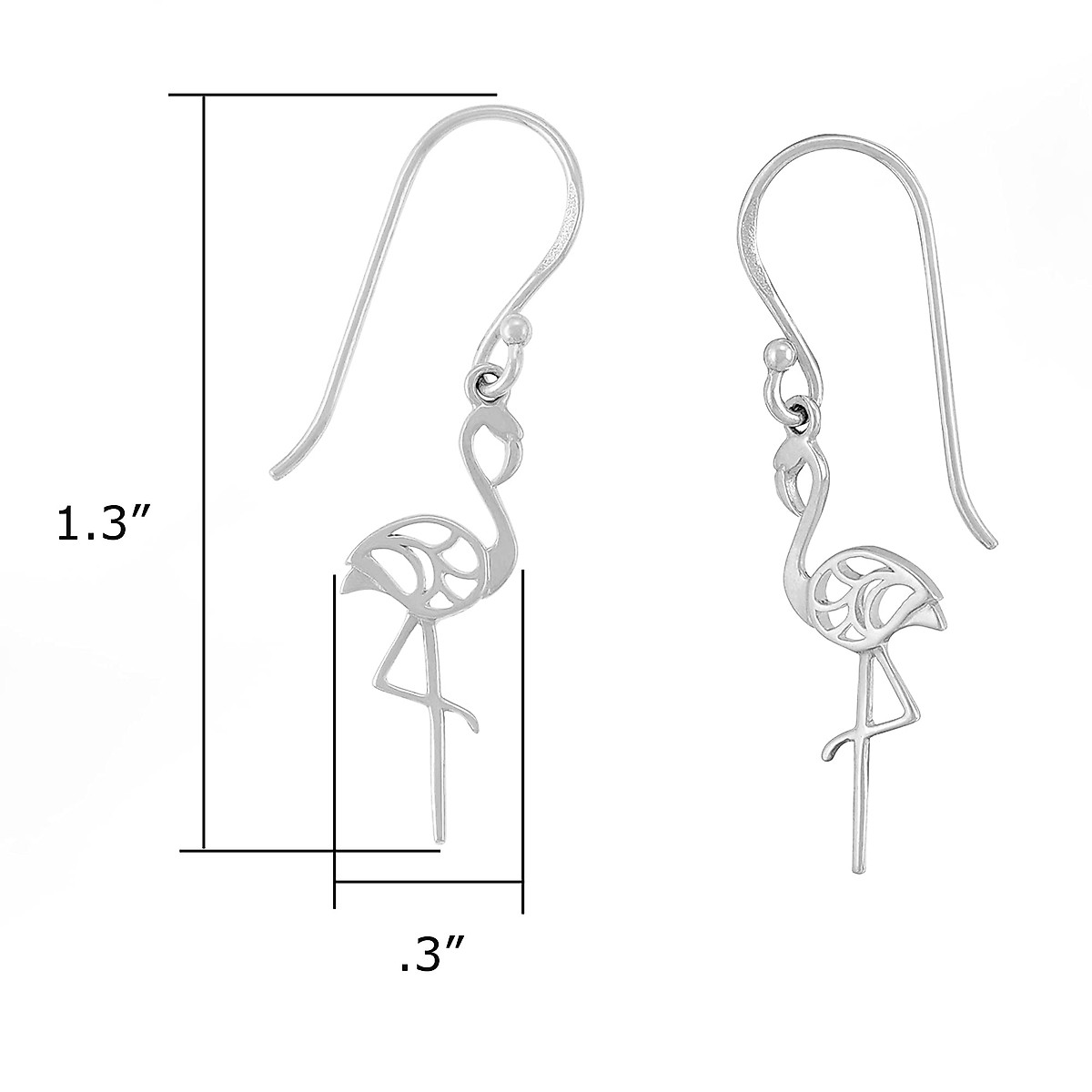Boma Jewelry Sterling Silver Flamingo Dangle Earrings