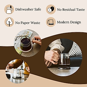 Pure Over Signature Borosilicate Glass Mug - Holds 14 oz - Includes Ceramic Coaster - Modern Design with Ergonomic Handle - Perfect for Hot & Iced Coffee, Latte, Cappuccino, Tea, Hot Chocolate