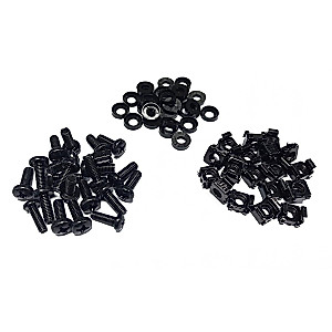 Monoprice M5 x 16mm Rack Mount Cage Nuts, Screws and Washers, 50 Sets - Black, Zinc Plated, for Cabinet or Server Racks Tapped with 10/32 Universal Square Hole Rails