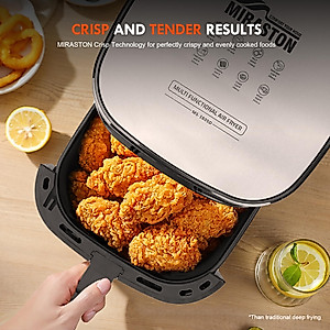 MIRASTON 6.5QT Air Fryer, 8-in-1 Smart Digital Air Fryers with Large Visual Window, 8 Presets Recipes & Manual Adjustments for Quick Easy Meals, Dishwasher-Safe, for Family, Party