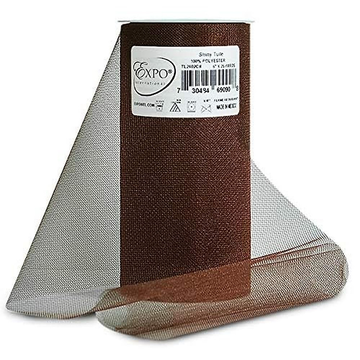 Expo Shiny Tulle Spool of 25-Yard, Chocolate