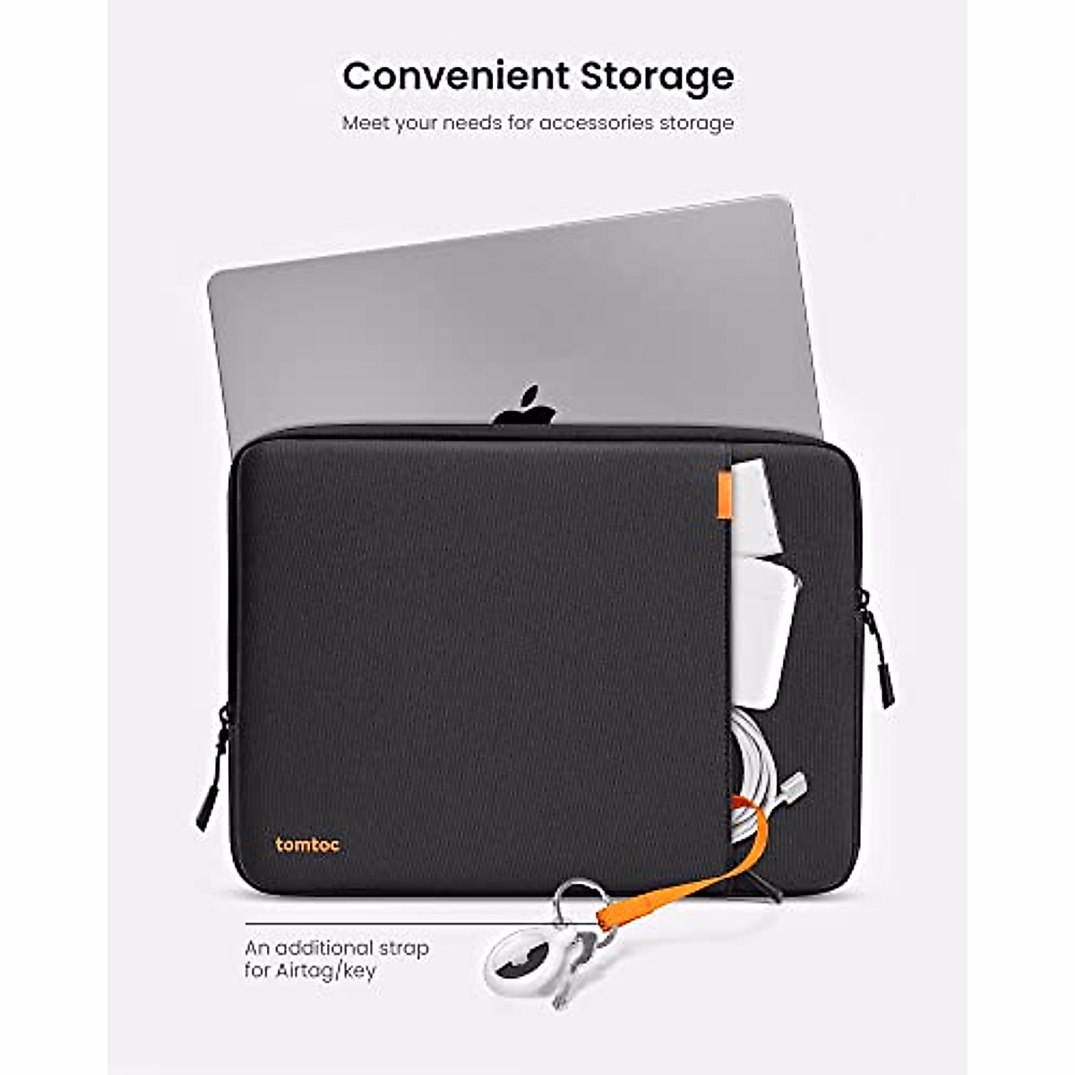 Tomtoc 360 Protective Laptop Sleeve for 11.6-inch Convertible Chromebook, Water-Resistant Shockproof Case with Accessory Pouch, Black