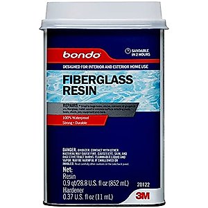 Bondo Fiberglass Resin, Interior and Exterior Home Use, 100% Waterproof, Strong, Durable, 20122, 28.8 fl oz Can