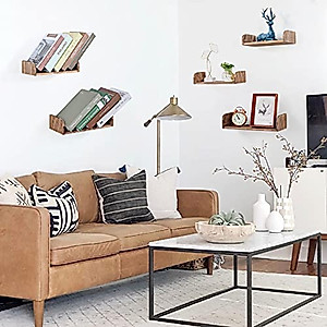 necvha Floating Shelves Wall Mounted，Rustic Wood Wall Shelves，Solid Wood Wall Shelves Set of 3，Storage Shelves for Bedroom, Living Room, Bathroom, Kitchen, Office and More (Carbonized Black)