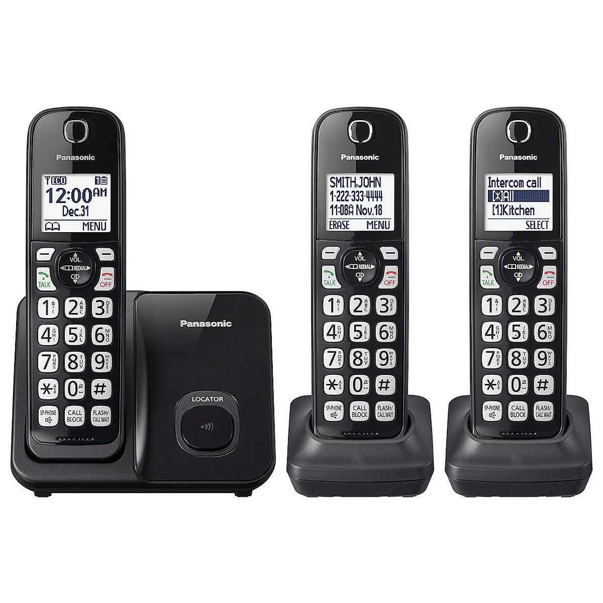 Panasonic KX-TGD513B Expandable Cordless Phone with Call Block - 3 Handsets (Renewed)