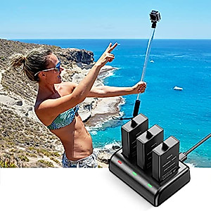Powerextra Max Battery 3 Pack and Rapid 3-Channel USB Charger Compatible with GoPro MAX 360 Battery and GoPro MAX ACDBD-001 ACBAT-001